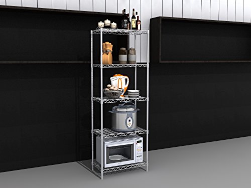 JEROAL 5-Tier Wire Shelving Unit, Multipurpose Standing Storage Shelves Metal Display Rack for Pantry Laundry Bathroom Kitchen Garage Closet Organization,350LbS Capacity,13.8" D×21" W×61" H,Gray