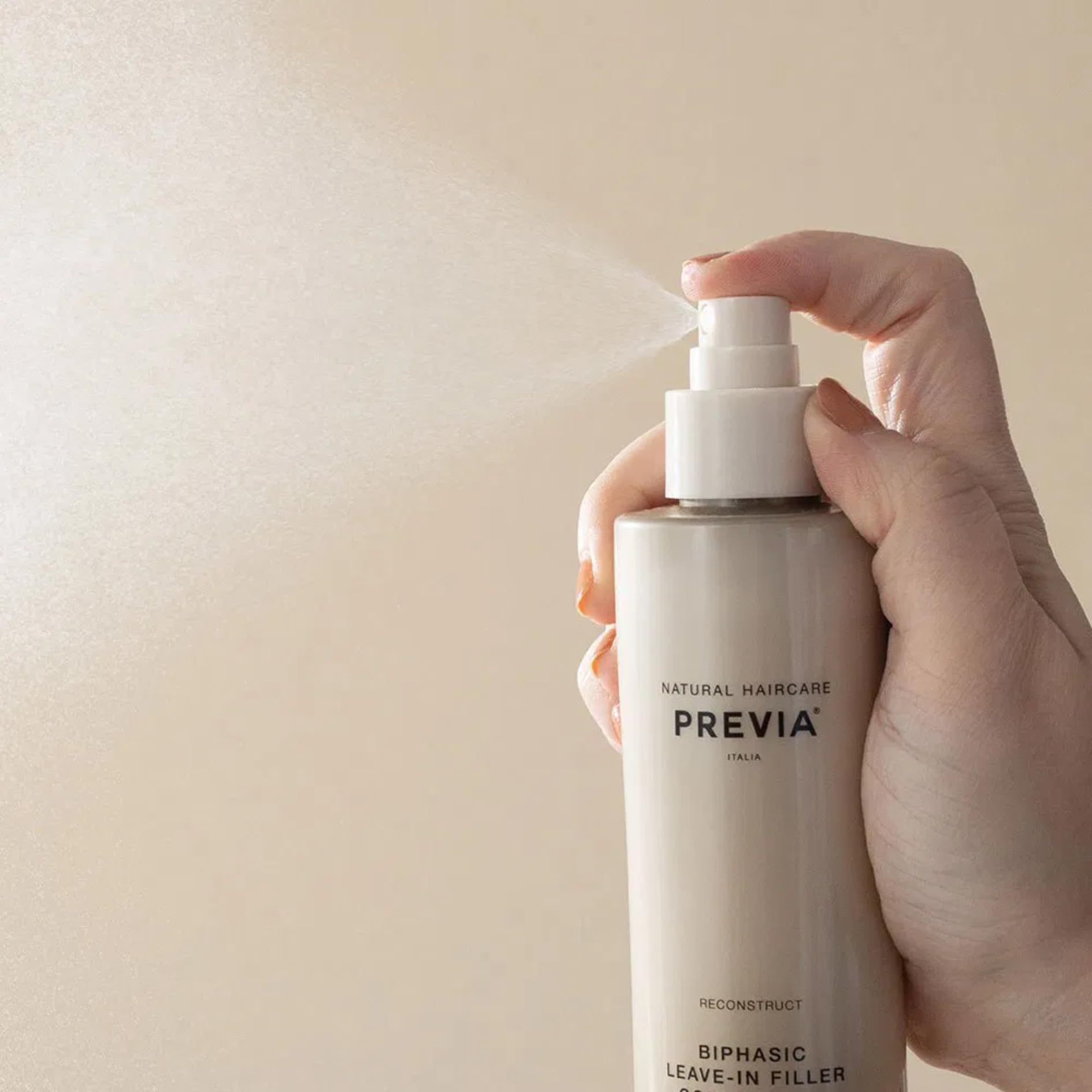 PREVIA Hydrating Leave-in Conditioner Spray with White Truffle Extract - Reconstructive Biphasic Detangling Treatment for Damaged, Dry, and Brittle Hair - Tames Frizz & Controls Static 6.7Floz