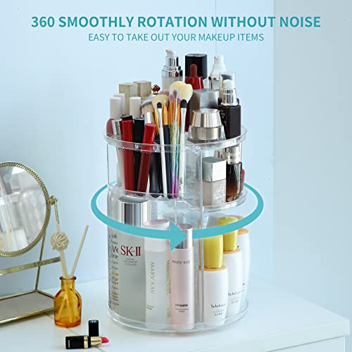 COOLBEAR Makeup Organizer,360 Degree Rotating Adjustable Acrylic Cosmetic Storage Display Case,6 Layers Large Capacity Makeup Storage for Perfumes,Makeup Brushes,Lipsticks and More,Clear Transparent