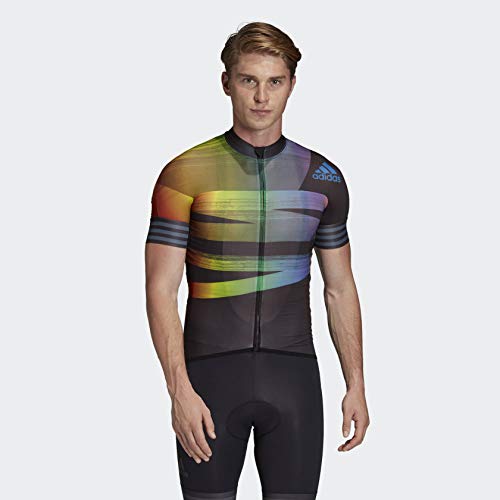 adidas Men's Adistar Jersey Short Sleeve Knitted Pride Black/Glory Blue X-Large