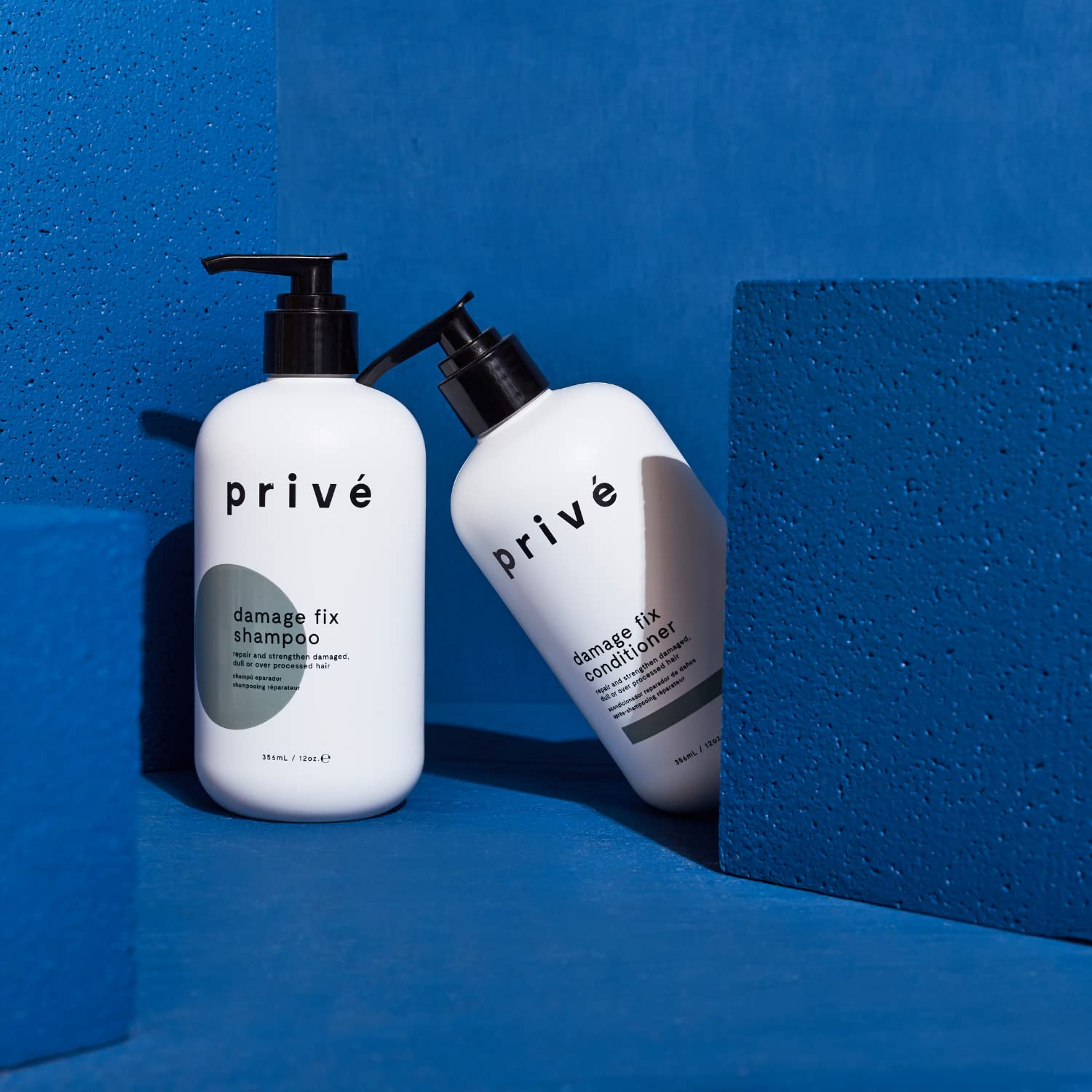 Prive Damage Fix Shampoo – Repair and Strengthen Damaged, Dull or Over Processed Hair from Within Natural Ingredients Vegan Cruelty-Free Color-Safe 12oz
