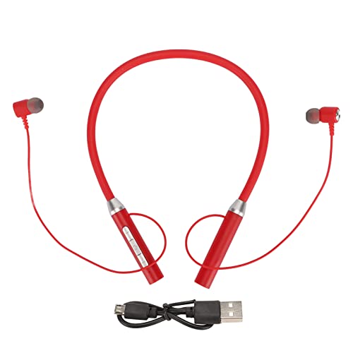 BT 5.2 Neckband Earbuds, Wireless Magnetic Headphones, IPX5 Waterproof Stereo Ergonomic Enhanced Bass Sports Earphone with Multi Functional Buttons for Exercising (Red)