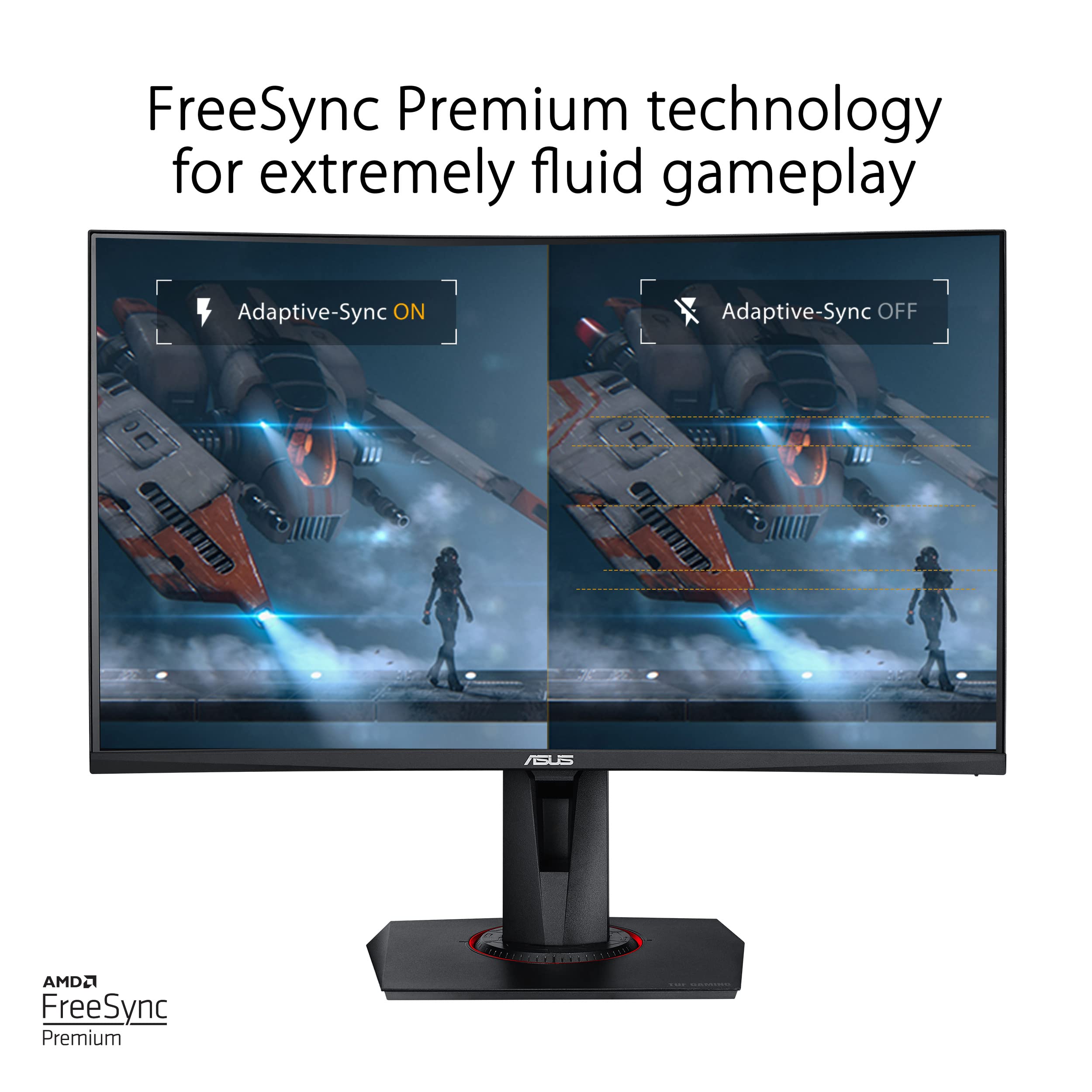 ASUS 27” 1080P TUF Gaming Curved HDR Monitor (VG27VQM) - Full HD, 240Hz, 1ms, Height Adjustable, Black