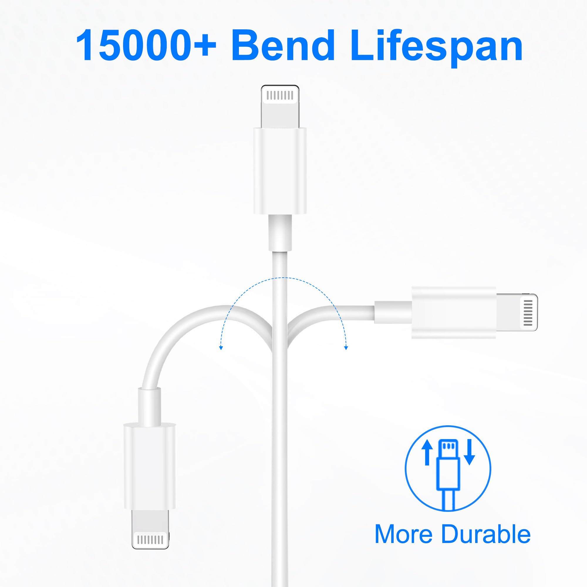 5pack 10 ft iPhone Charger Long Cord [Apple MFi Certified] 10ft Lightning to USB Charging Cable Fast High Speed Charger Cords for Apple iPhone 14/13/12/11 Pro Max/XS MAX/XR/XS/X 10 Foot White