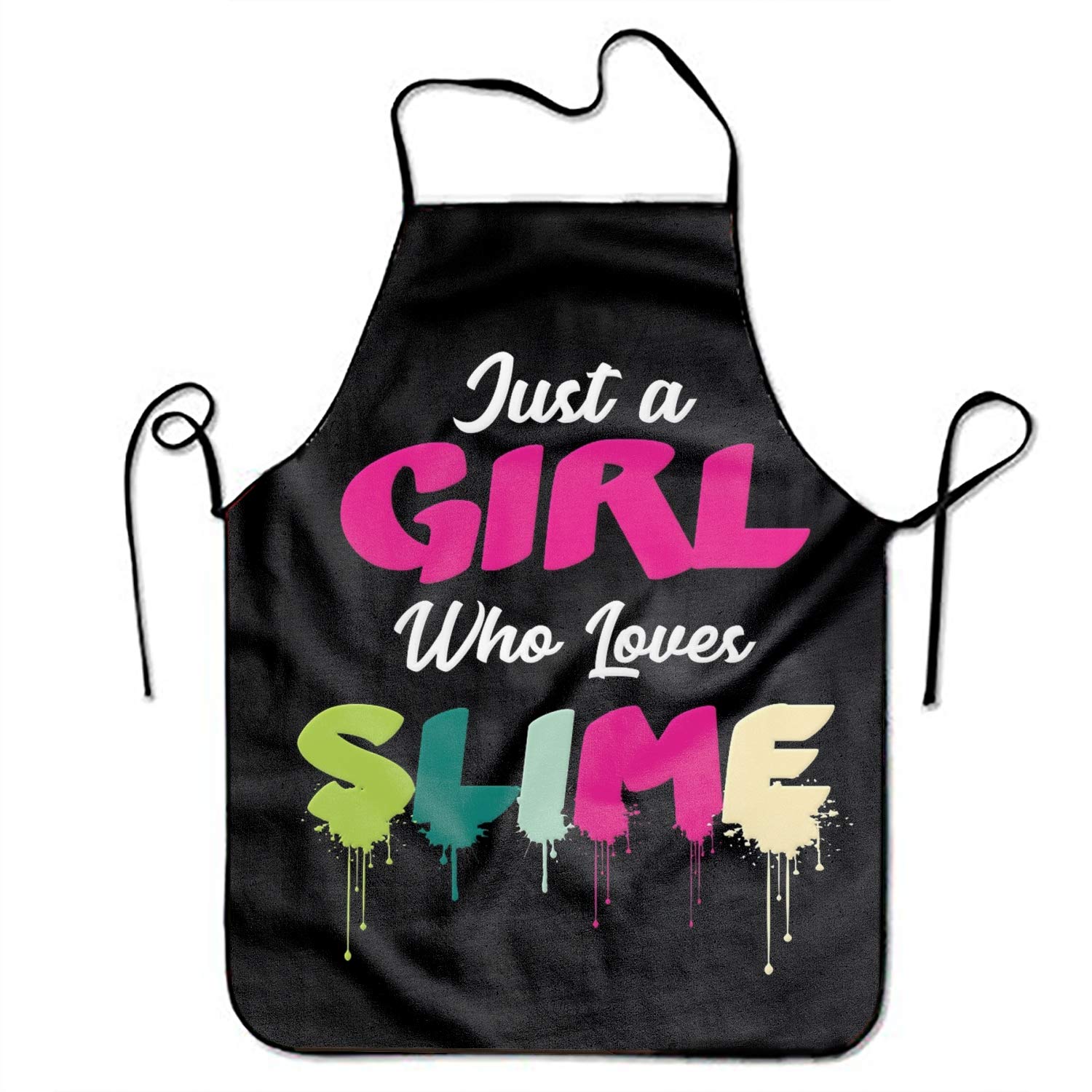 DZGlobal Fashion Children Kitchen Apron - Chef Kitchen Cooking and Baking Bib Apron (Funny Just A Girl Loves Slime)