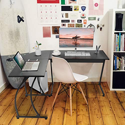 ZenStyle L-Shape Corner Computer Desk Home Office PC Laptop Table Multipurpose Gaming Workstation with Solid Steel Frame/Waterproof Desktop