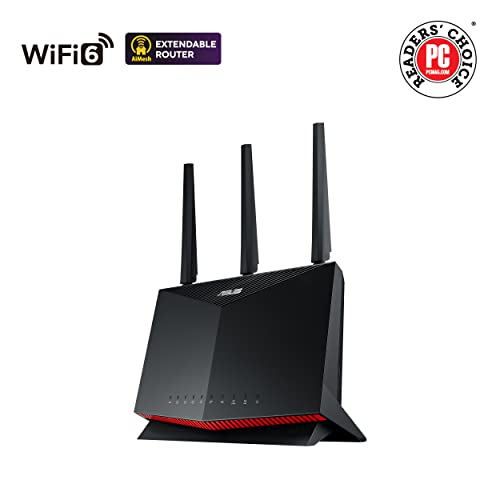ASUS AX5700 WiFi 6 Gaming Router (RT-AX86S) β Dual Band Gigabit Wireless Internet, up to 2500 sq ft, Lifetime Free Internet Security, Mesh WiFi Support, Gaming Port, True 2 Gbps