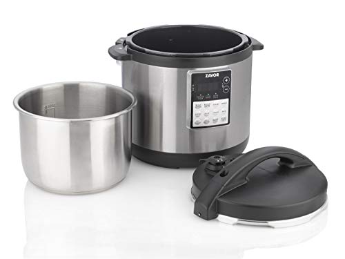 Zavor LUX Edge, 8 Quart Programmable Electric Multi-Cooker: Pressure Cooker, Slow Cooker, Rice Cooker, Yogurt Maker, Steamer and more - Stainless Steel (ZSELE03)
