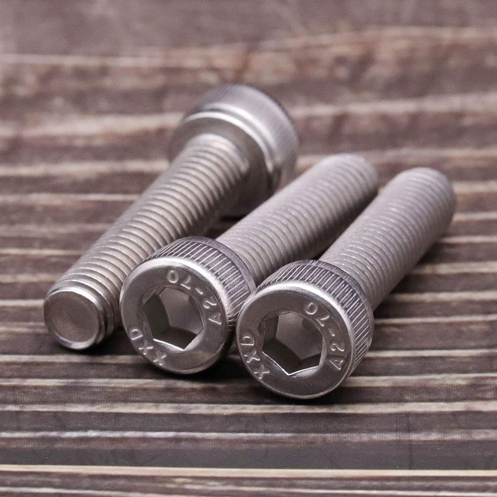 M5-0.8 x 45mm Socket Head Cap Screws Bolts, 304 Stainless Steel 18-8, Allen Socket Hex Drive, Full Thread, Coarse Thread, Bright Finish, 20 PCS