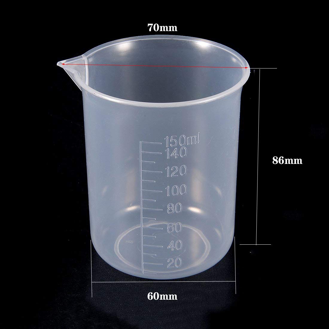 YXQ 150ml Plastic Beakers- 6Pack Graduated Measuring Cup Labs Liquid Transparent Container