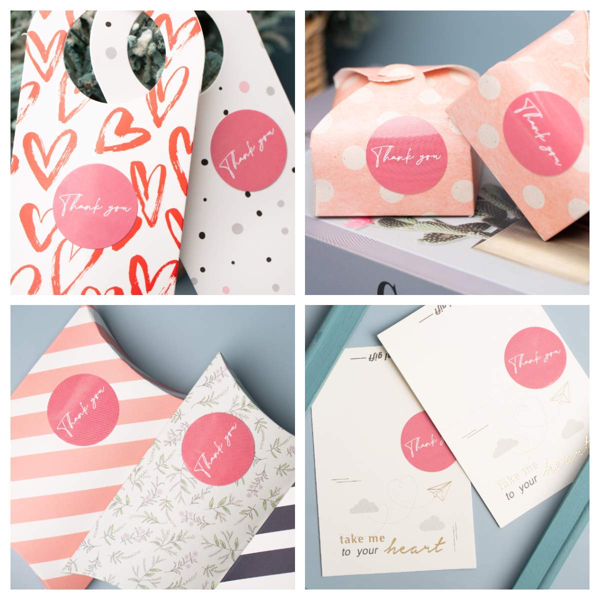 Round Thank You Stickers, Thank You Sticker Supplies for Business Packaging, Bubble Mailers & Bags (1.5'', Light Red)
