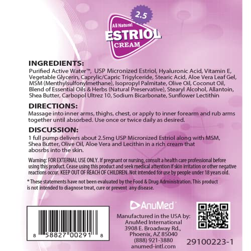 ANUMED - Natural Bioidentical Estriol 2.5 Beauty Cream for Women (3oz)