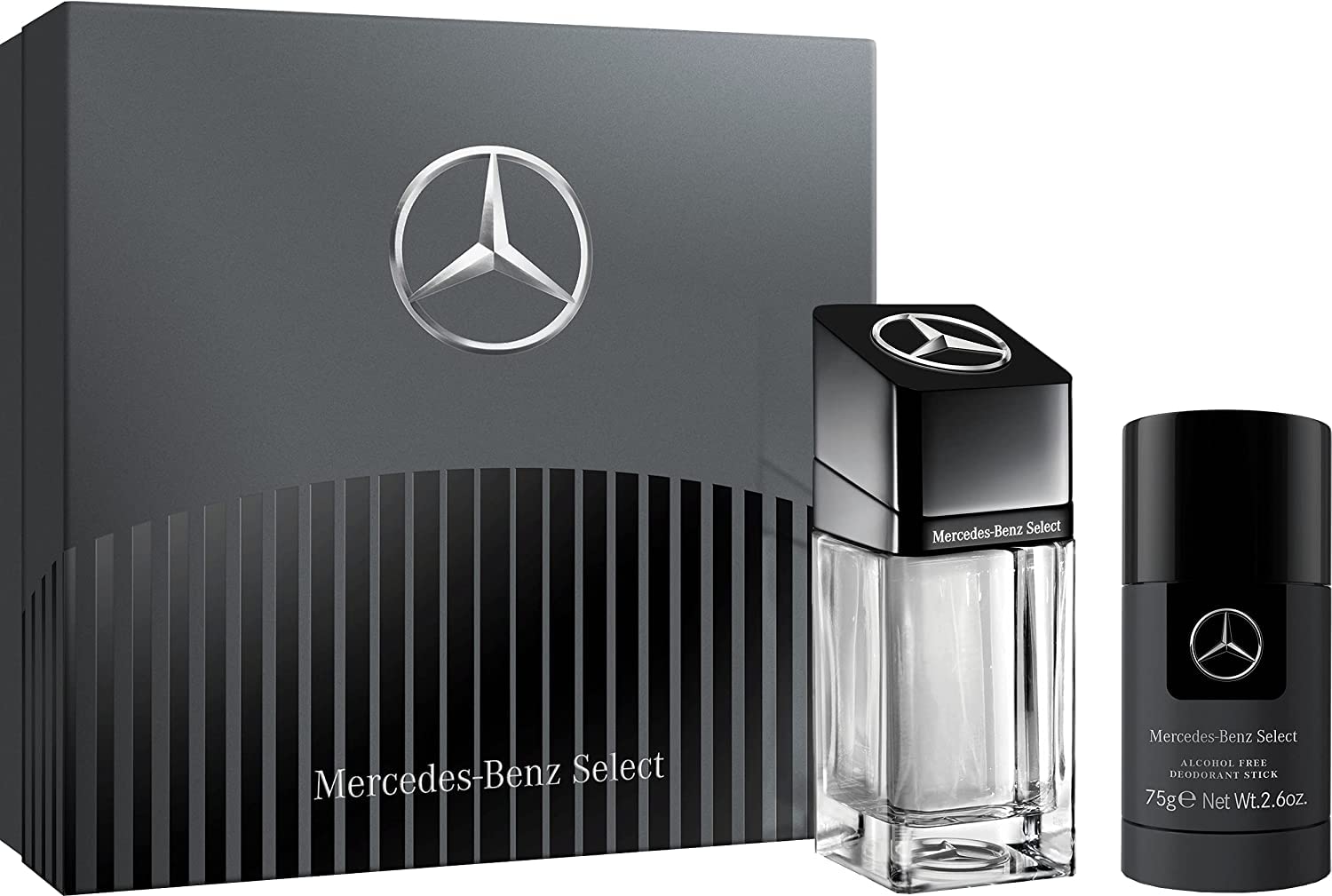 Mercedes-Benz Select Giftset - EDT Spray and Deodorant Men for Everyday Wear - Alcohol-Free Deodorant Stick - Woody Amber Mens Cologne - 2 pc