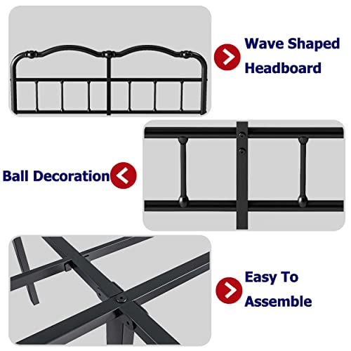 FDLOGW King Size Bed Frame with Headboard and Footboard, 14 Inch High, No Box Spring Needed Heavy Duty Metal Platform Bedframe, Noise Free