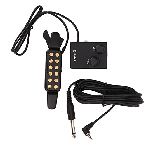 Acoustic Guitar Pickup, Long Life Time Volume Adjustable Easy Installation Wooden Guitar Pickup with Connecting Cable for Musical Instrument