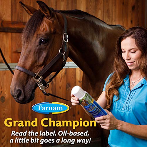 Farnam Grand Champion Fly Repellent for Horses, Plus Coat Conditioner for Show Ring Shine, 15-Ounce Non-Aerosol Spray Bottle (100528258)