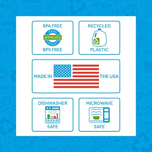 Re-Play Made in USA 10 Oz. Open Cups for Toddlers, Set of 4 - Reusable and Stackable Toddler Cups for Easy Storage - Dishwasher/Microwave Safe Kids Plastic Cups, 4.75" x 3.25", A True Blue