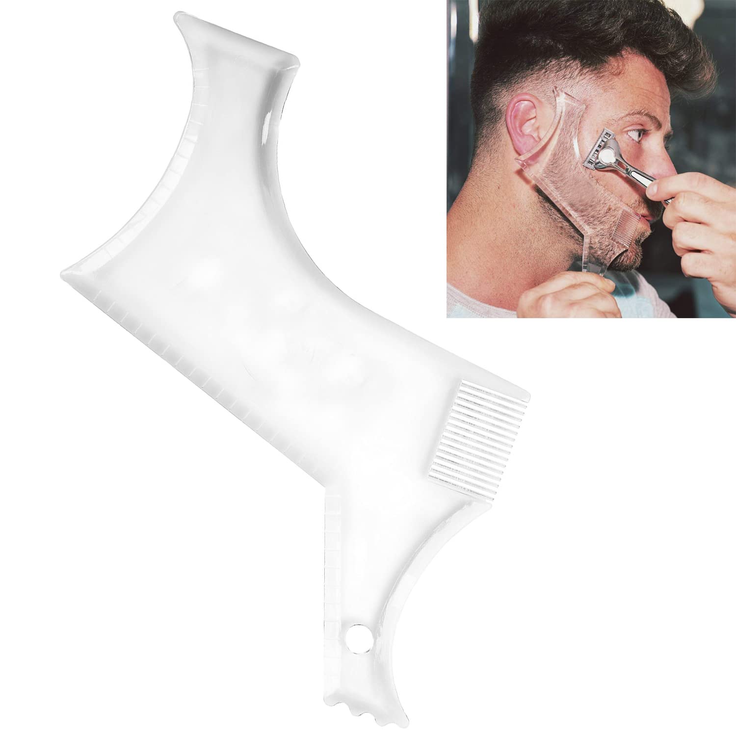 Beard Shape up Tool,for Use with Beard Trimmer or Razor,Beard Shaper Tool (Transparent)