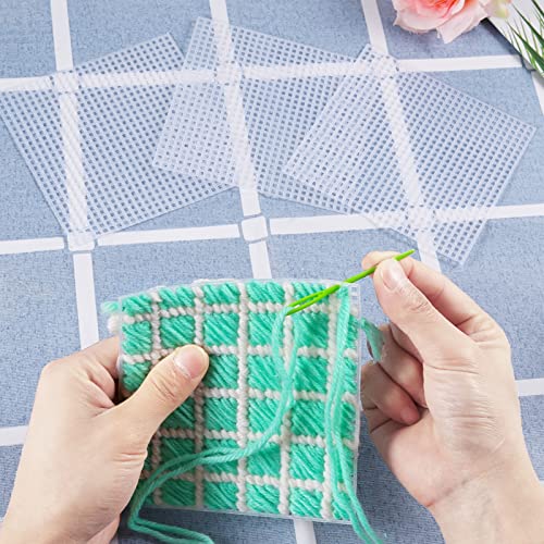 Caydo 4 Pieces 7 Count Plastic Mesh Canvas Sheets for Embroidery, Acrylic Yarn Crafting, Knit Crochet Projects and Make Aquarium Dividers (10.5 X 13.5 Inch)