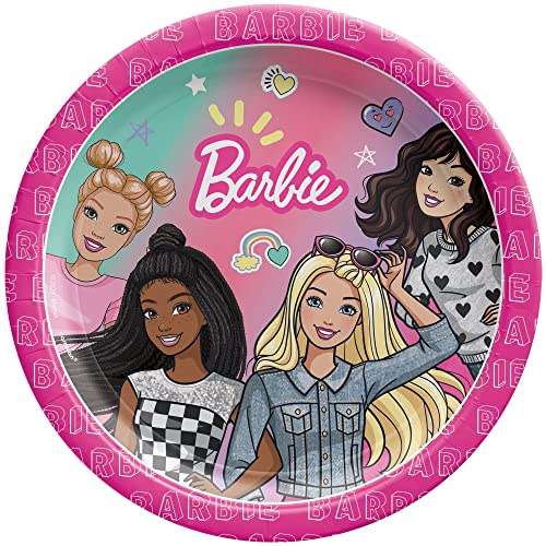 Barbie Dream Together Party Supplies Pack Serves 16: 7" Dessert Plates Beverage Napkins Cups and Table Cover with Birthday Candles