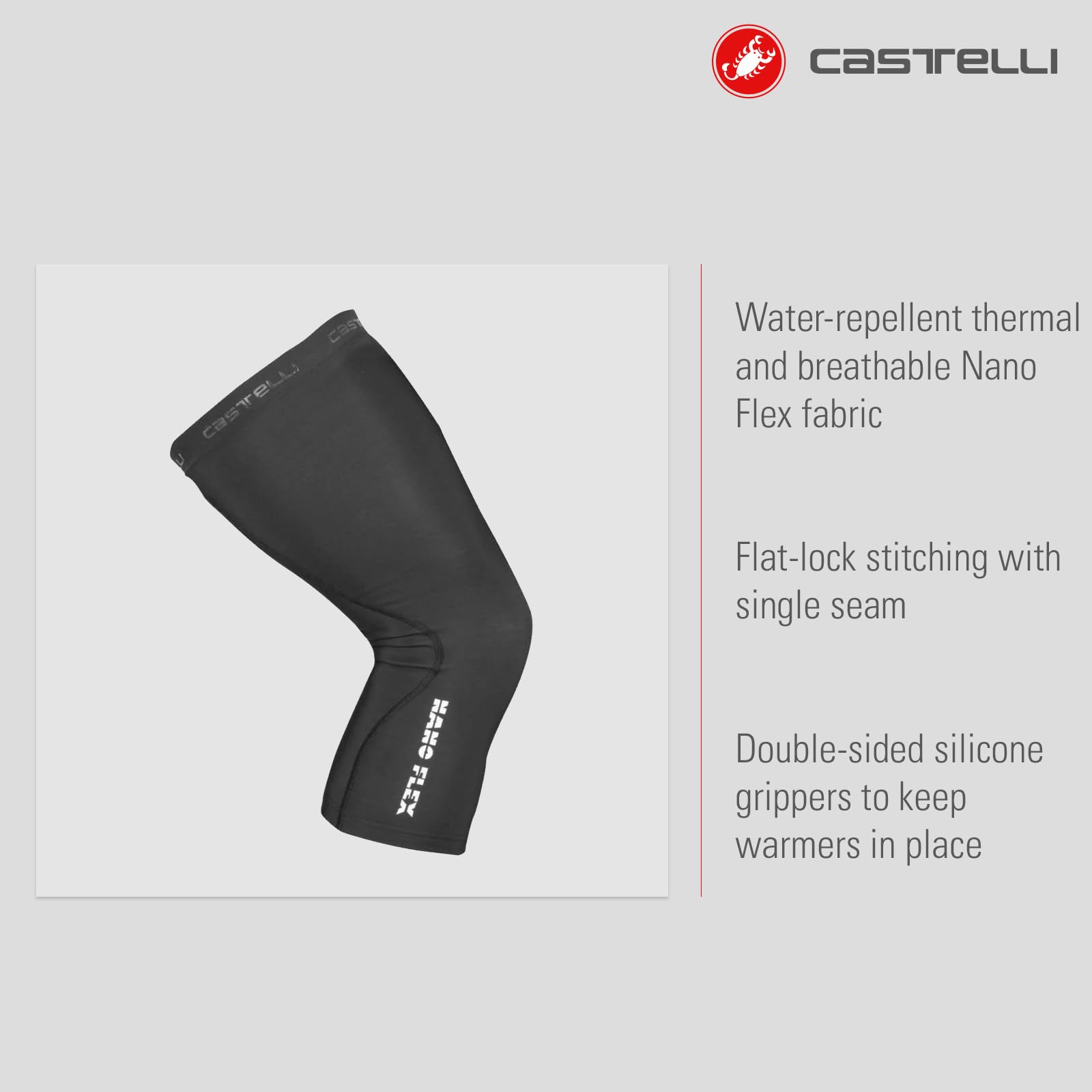 Castelli Nano Flex 3G Kneewarmer for Men & Women | Road and Gravel Biking I Cycling - Black - Large