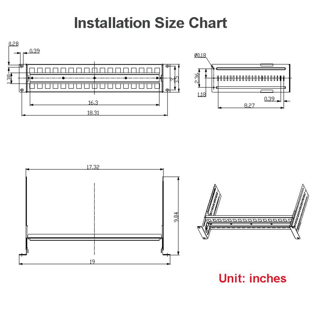 Naweisz 19 Inches Rack Mount Adjustable DIN-Rail Bracket 2U Height Used for Media Converter, Ethernet Switch, Industrial PoE Switch,Power Supplies Server Racks and Cabinet (Black)
