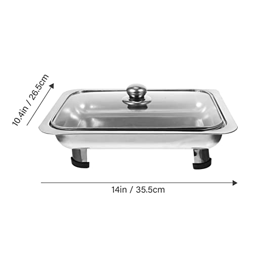 Buffet Food Holder Buffet Server Stainless Steel Chafing Dish Buffet Tray Chaffing Servers Rectangular Canteen Basin with Cover for Parties Buffets Buffet Food Warmer