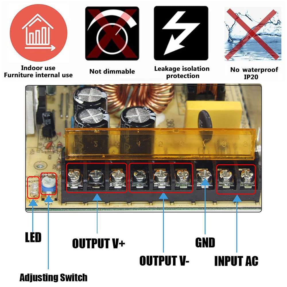 eTopxizu 12v 30a Dc Universal Regulated Switching Power Supply 360w for CCTV, Computer Project, 3D Printer