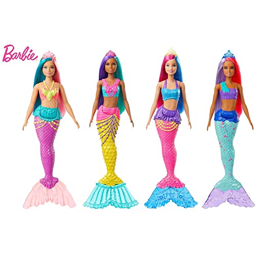 Barbie Dreamtopia Mermaid Doll, 12-inch, Pink and Purple Hair, with Tiara, Gift for 3 to 7 Year Olds