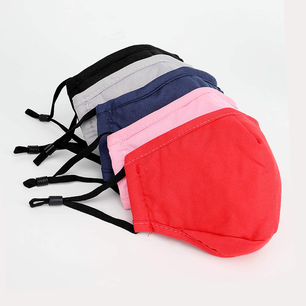 5Pcs Kids Reusable Washable Facial Cotton Covering Breathable Seamless Cotton Children-Includes 10Pcs Filters