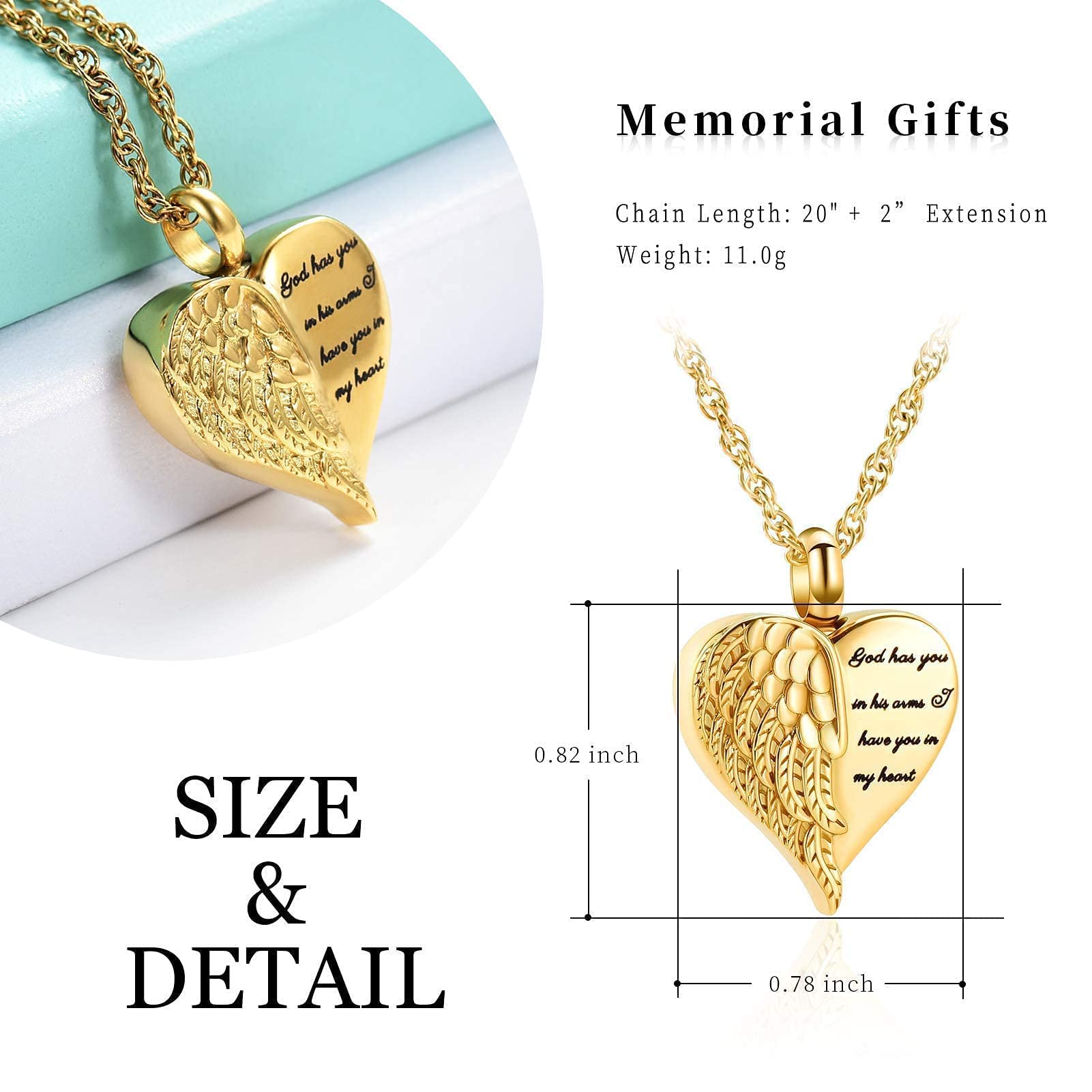 2PCS Cremation Jewelry Heart Horn Urn Necklaces for Ashes for Women Men