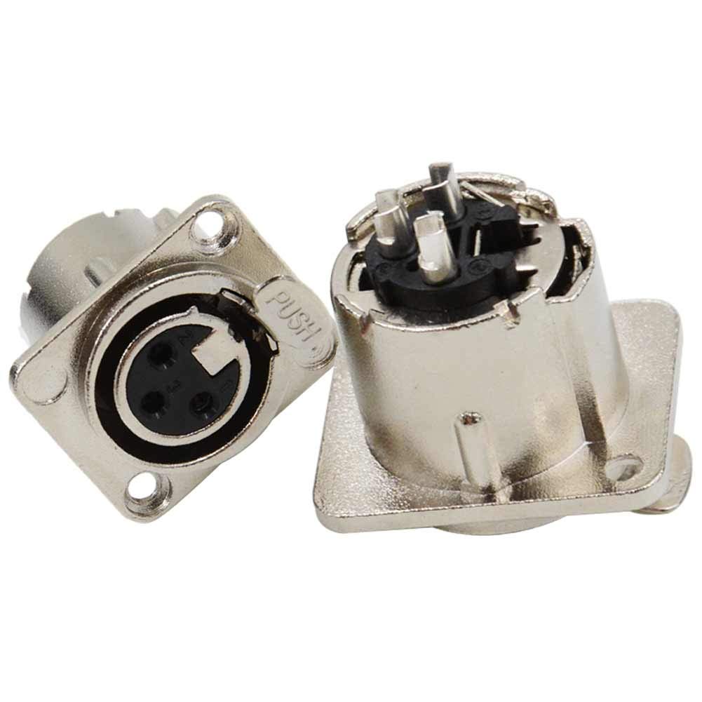 BNKENX 2Pack XLR Female Jack 3 Pin XLR 3 Pin Female Chassis Panel Mount Socket Connector XLR Jack Socket Chassis XLR Wire Connector Microphone Audio Professional Quality Nickle Plated Connector