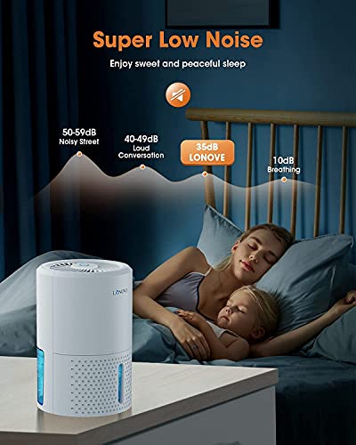 Dehumidifiers for Home - 34ounce Dehumidifier for Bedroom 2600 Cubic Feet (280 squarefoot) Quiet, Small Portable Dehumidifier for Closet Bathroom RV