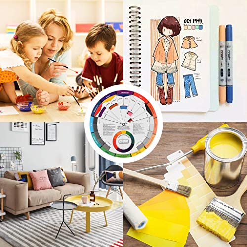 JimKing Creative Color Wheel, Paint Mixing Learning Guide Art Class Teaching Tool for Makeup Blending Board Chart Color Mixed Guide Mix Colours (9.25inch)