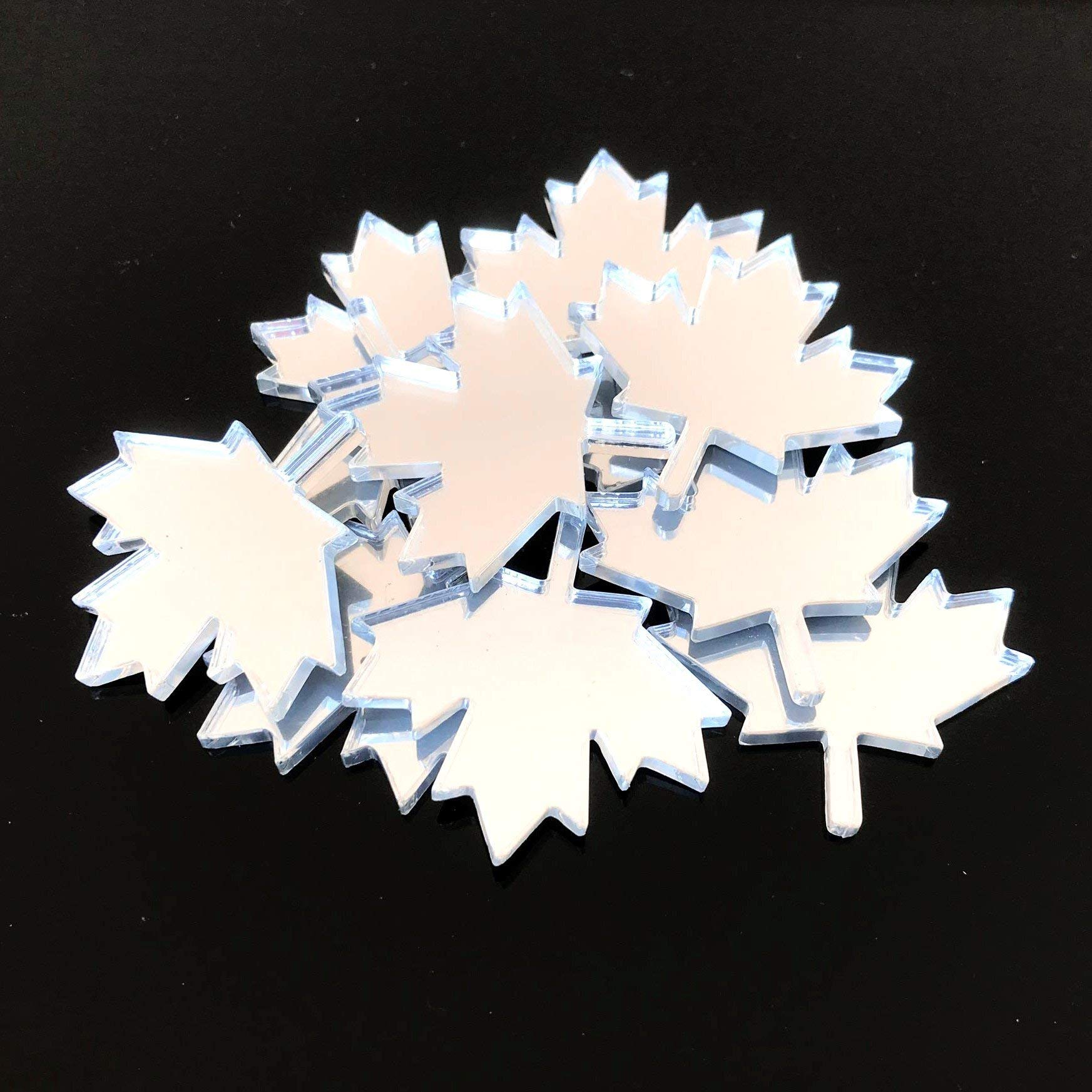 Super Cool Creations Canadian Maple Leaf Shaped Crafting Mirrors, Set of 10, Many Colours, Shatterproof Acrylic, Mocha Brown, Pack of 20 x 2cm