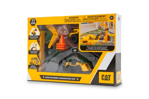 CAT Construction Toys, CAT Little Machines Vehicles Play Mat with Collectible Construction Vehicles, Sensory Toys for Kids Ages 3 and up