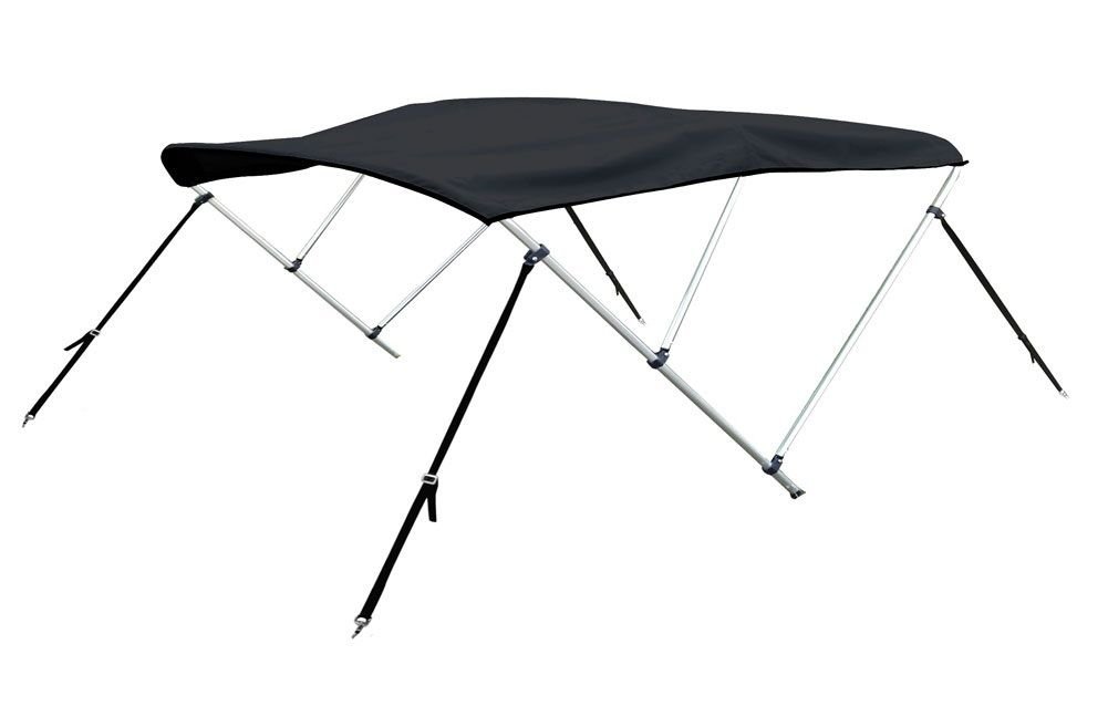 4 Seasons Bimini Tops for Boat Cover 3 Bow 6 ft. Long in Different Sizes & Colours with Frame Canvas Hardware Kit and Boot (Black, 54" High 3 Bow 6' ft. L x 67" - 72" W)