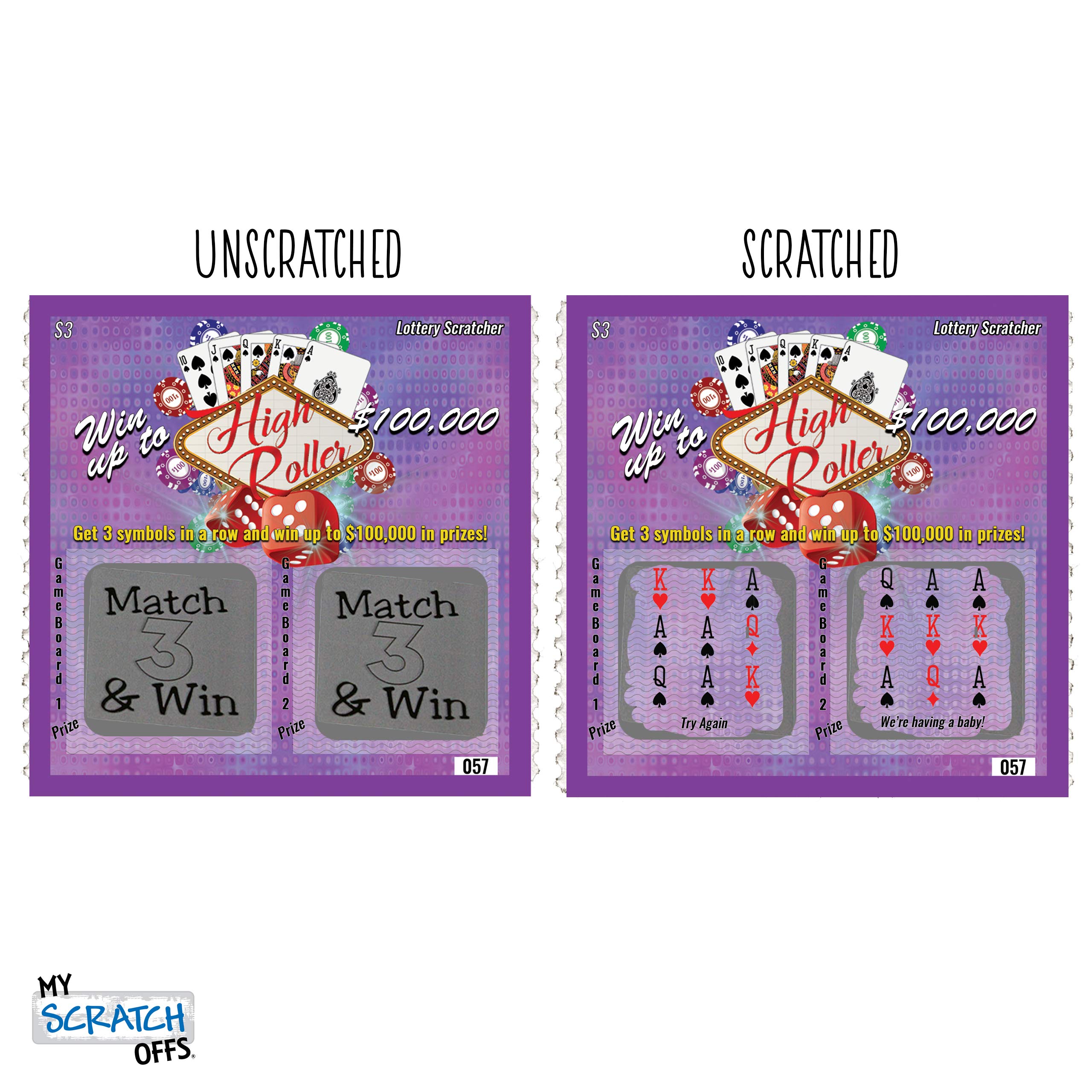 My Scratch Offs 5 Cards Adult Scratch Off Lotto Fake High Roller Lottery Tickets for Pregnancy Announcement