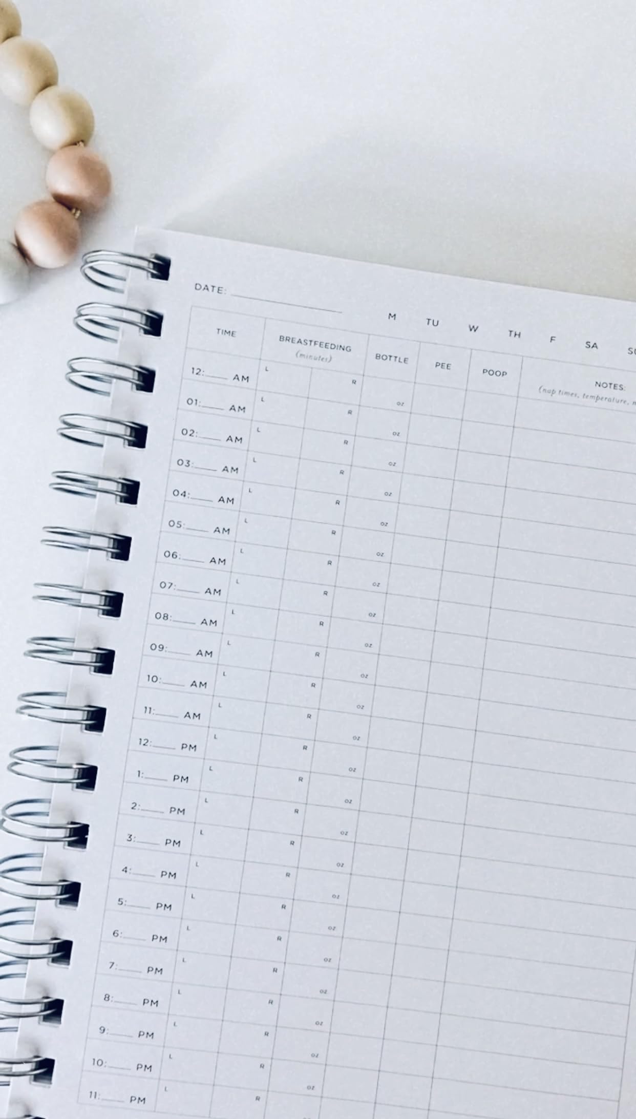 Baby's Daily Logbook, Breastfeeding Journal, Track your Infant’s Feedings, Sleep, and Diaper changes. Plus Bonus Sections including: Growth Charts, Illness Charts, Milestones, Teeth Chart, Doctor appointment notes, and Storage Pocket.