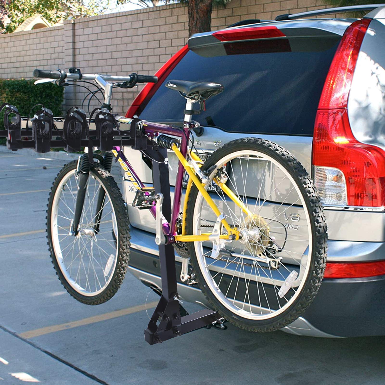 4-Bike Hitch Racks, Bike Rack Compatible with Both 2'' Hitch Receiver, Double Foldable Rack for Cars, Trucks, SUV's and Minivans, Firm and Simple Installation