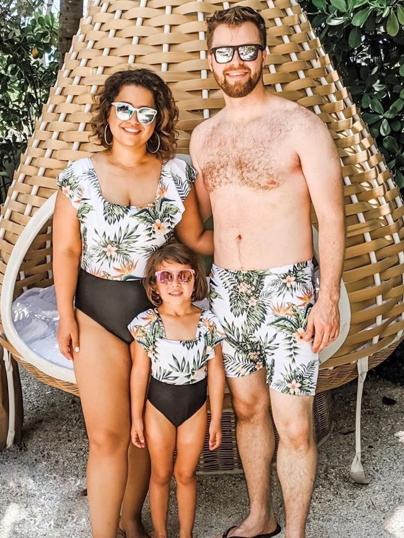 IFFEI Mommy and Me Swimsuits One Piece Monokini Bathing Suits Floral Printed Family Matching Swimwear Women: M