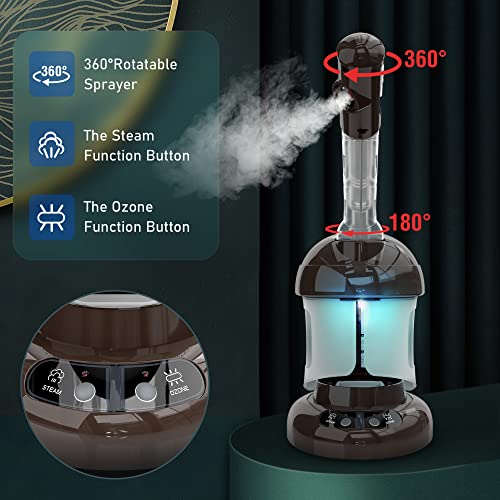 Kingsteam Facial Steamer - Ozone Steamer with Extendable Arm - Professional Nano Ionic Facial Steamer for Deep Cleaning - Portable for Personal Care Use at Home or Salon