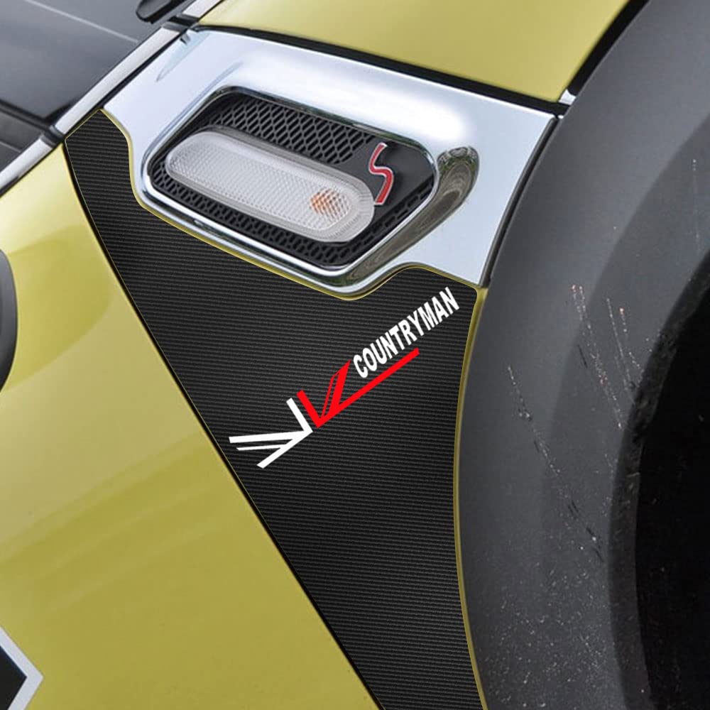 2pcs Fender Section Side Scuttles Vinyl Decal Stickers for Mini 1st Generation Countryman R60 2010-2016 (5D Carbon Fiber Pattern Black)