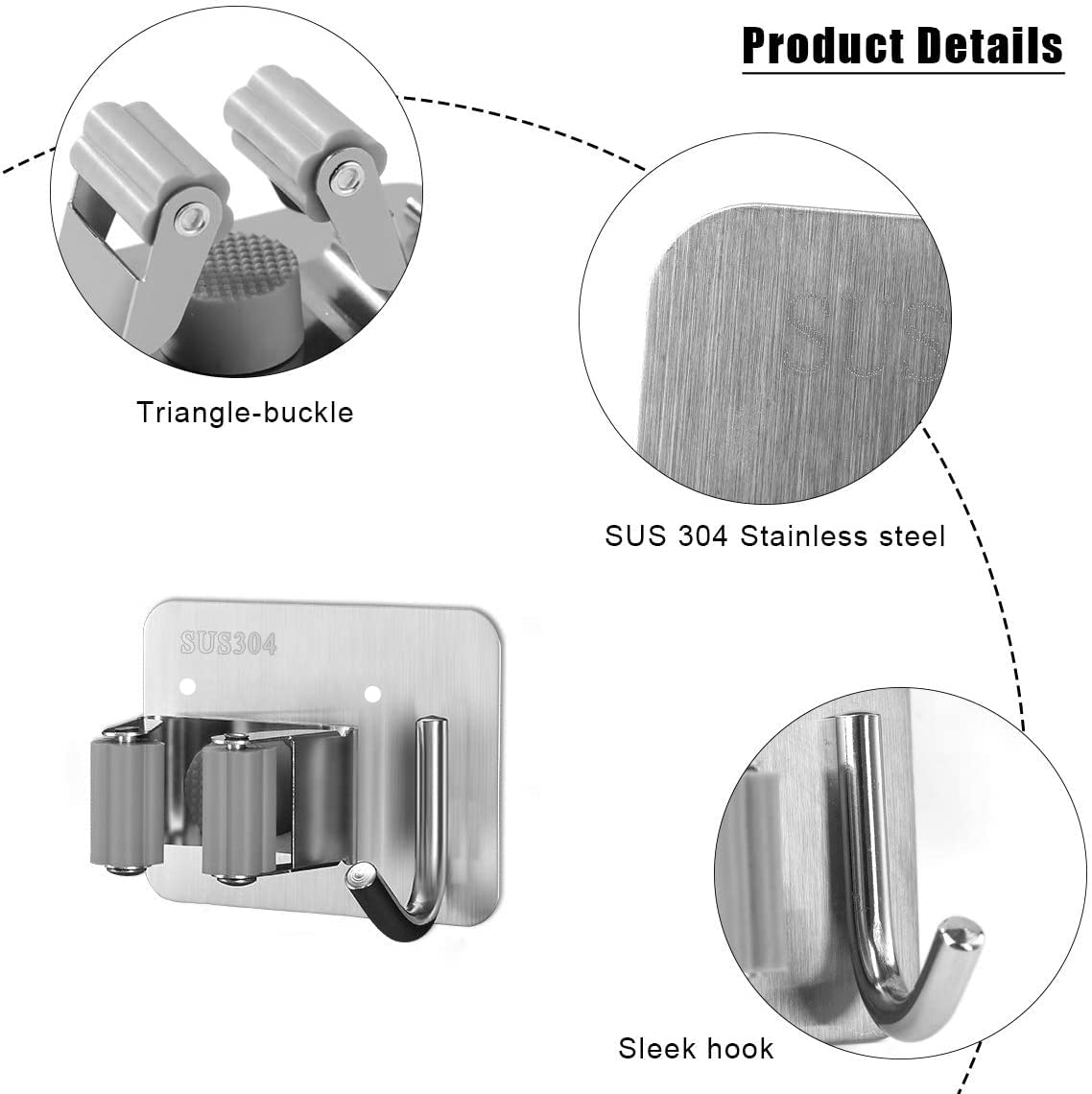 Mop Holder Hook, Silver