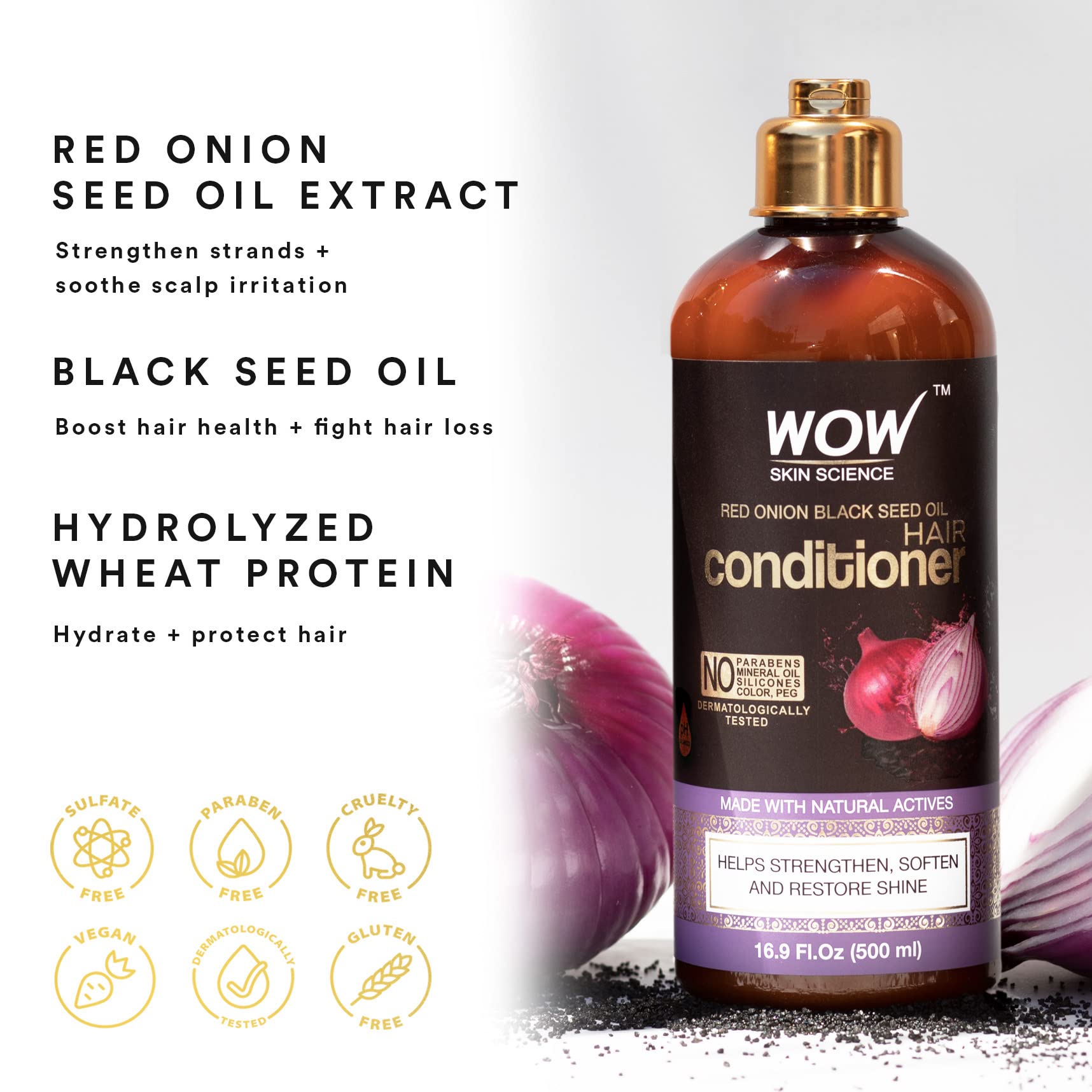 WOW Skin Science Red Onion Black Seed Oil Conditioner 500ml