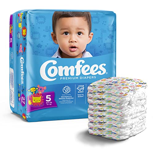 Comfees Premium Baby Diapers with Total Fit System for Boys & Girls, Size 5, 27Count, CMF-5