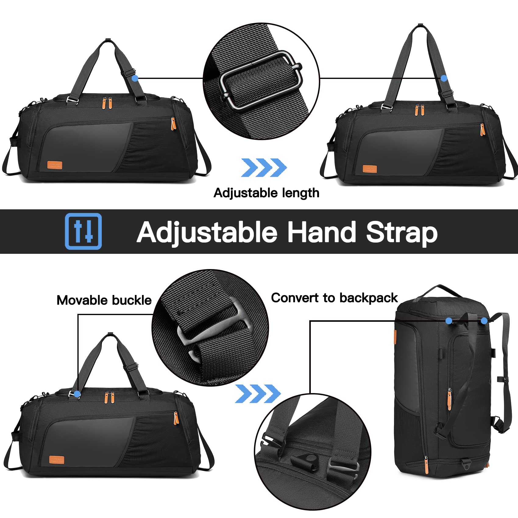 40L Travel Duffle Bag for Men,Waterproof Gym Duffel Bag with Wet Pocket & Shoes Compartment Weekender Overnight Backpack for Traveling Duffel Bag Backpack for Women