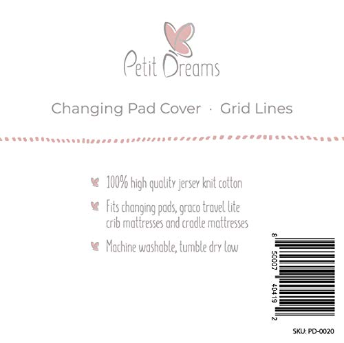 Petit Dreams Changing Pad Cover Jersey Knit Cotton for Baby Girl Doubles As Cradle Sheet, Pink Dotted Stripes
