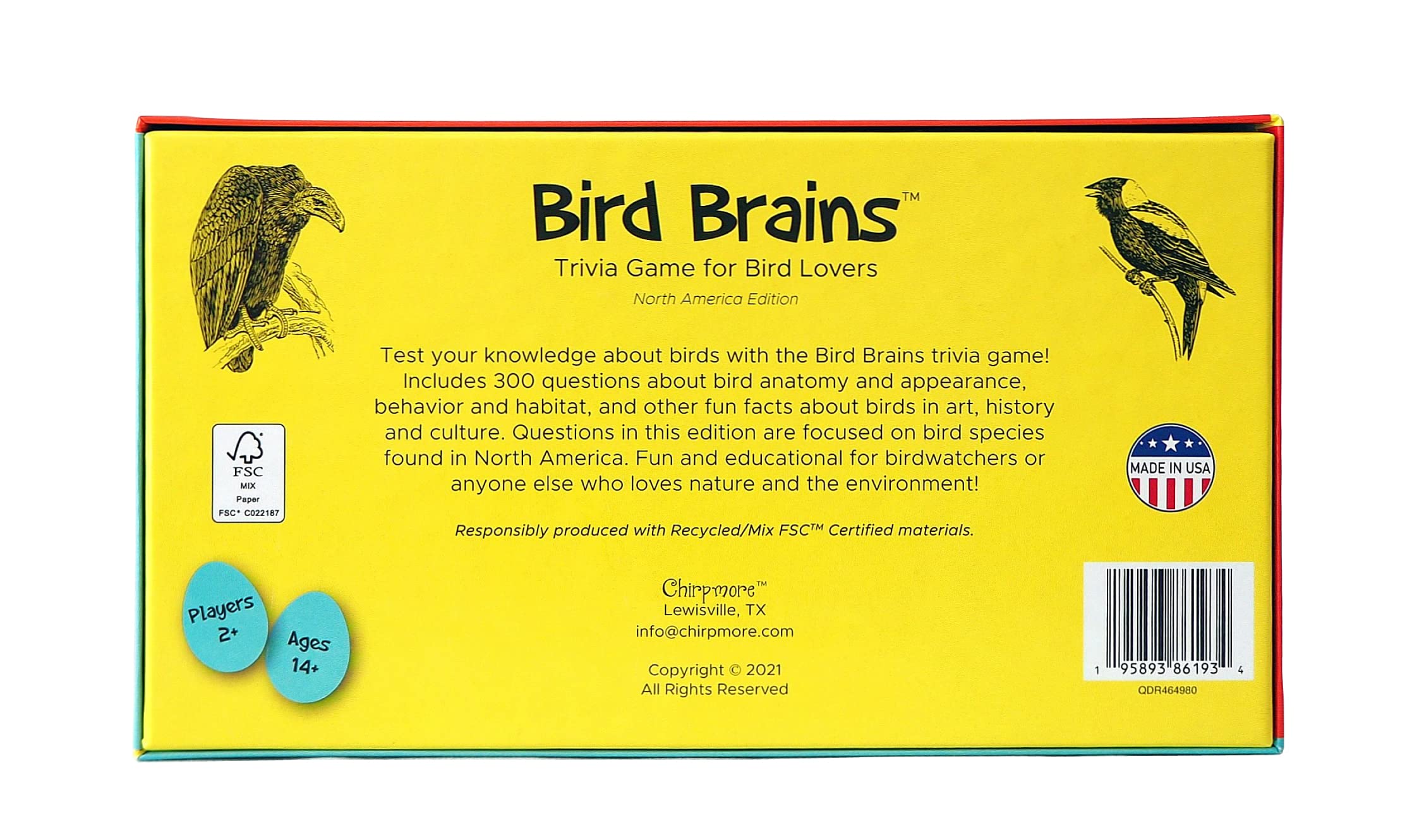 Bird Brains - Trivia Card Game for Bird Lovers - 300 Questions to Test Your Knowledge About Birds
