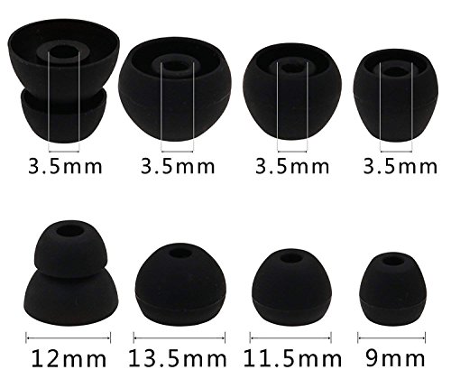JNSA Black Replacement Earbud Tips Eartips Compatible with Powerbeats Pro and BeatsX Headphones, 8 Pairs with 4 Size Options, Ear Tip for powerbeats pro Black